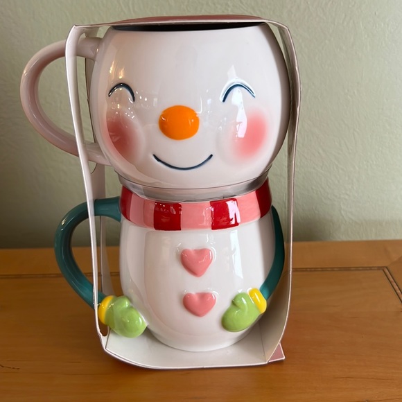 Hallmark | Kitchen | 2 Hallmark Stackable Ceramic Snowman Mugs | Poshmark